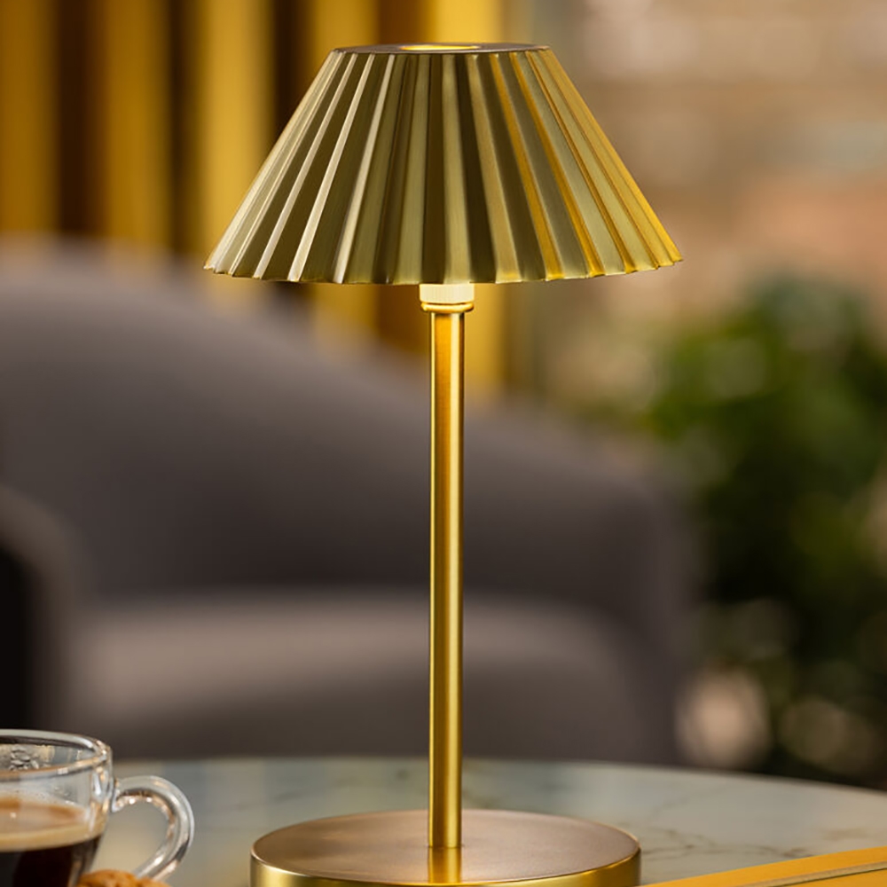Aruba Brushed Gold LED Cordless Lamp 23cm Brushed Gold 23cm (Each)